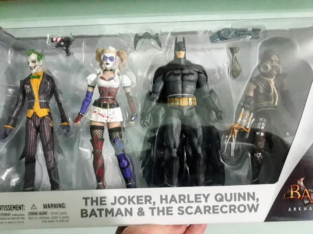 Action Figures Batman Arkham Asylum Box Set 4 Joker Scarecrow Arlequina ...