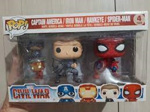 Funko Pop 4- Pack Captain América - Iron Man - Hawkeye - Spider-man ...